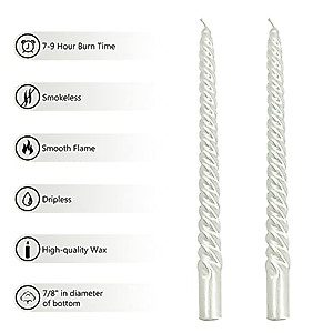 Gedengni 4pcs White Twist Taper Candle, Spiral Taper Candle, Taper Twisted Dinner Dining Table Wedding Spiral Long Candles Wax