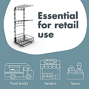 DS THE DISPLAY STORE Retail Display Rack, 12 Clips & 8 Peg Hooks Matte Black Countertop Snack Stand Organizer For Retail Store Supplies, Merchandise & Snack Display Stand, 9.76x11.18x23.58