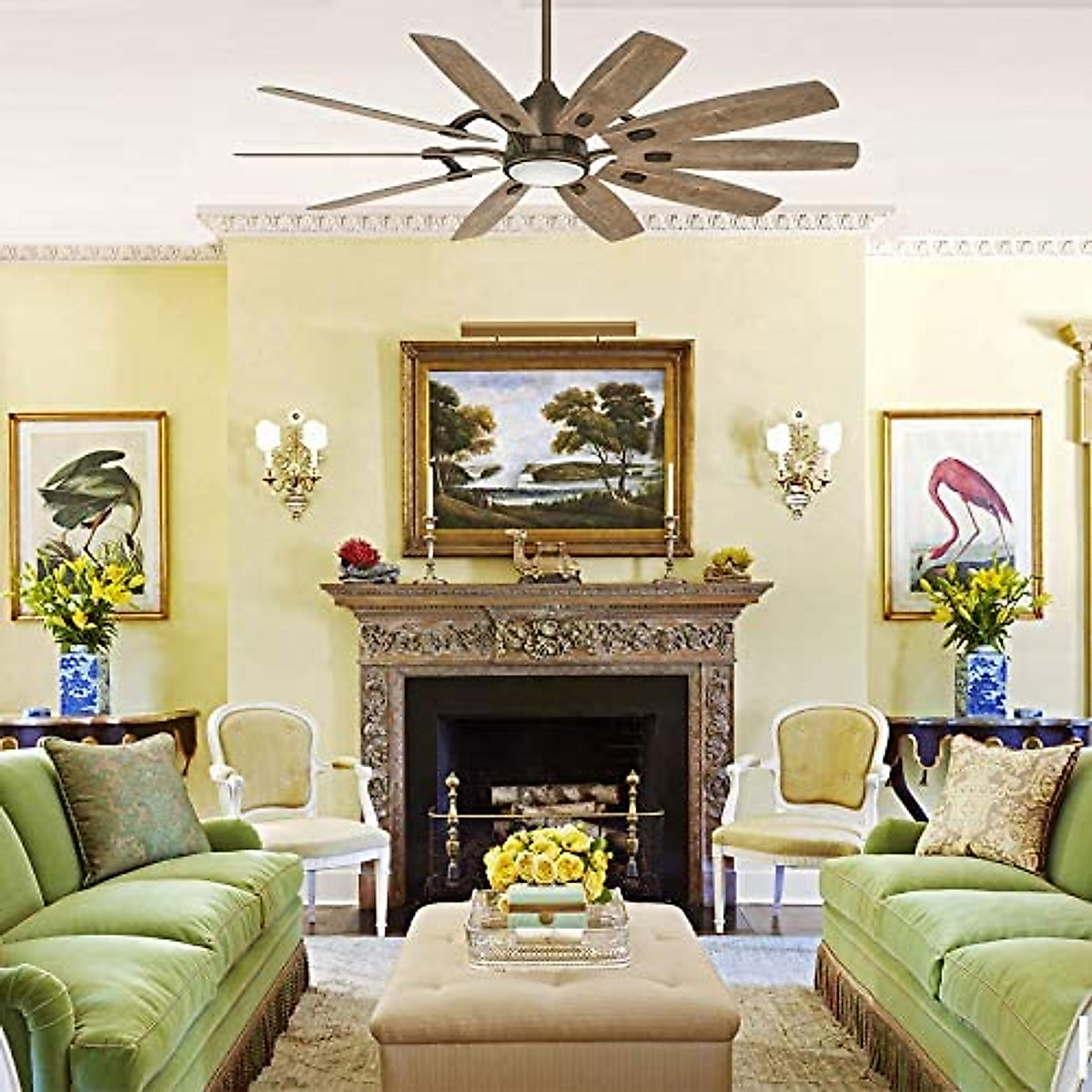 MINKA-AIRE F864L-HBZ Barn 65 Ceiling Fan with LED Light and DC Motor, Brown Heirloom Bronze Finish