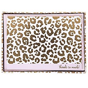Graphique Box of Thank You Cards, Cheetah - Includes 16 Cards with Matching Envelopes and Storage Box, Cute Stationery Made of Durable Heavy Cardstock, Cards Measure 3.25" x 4.75"