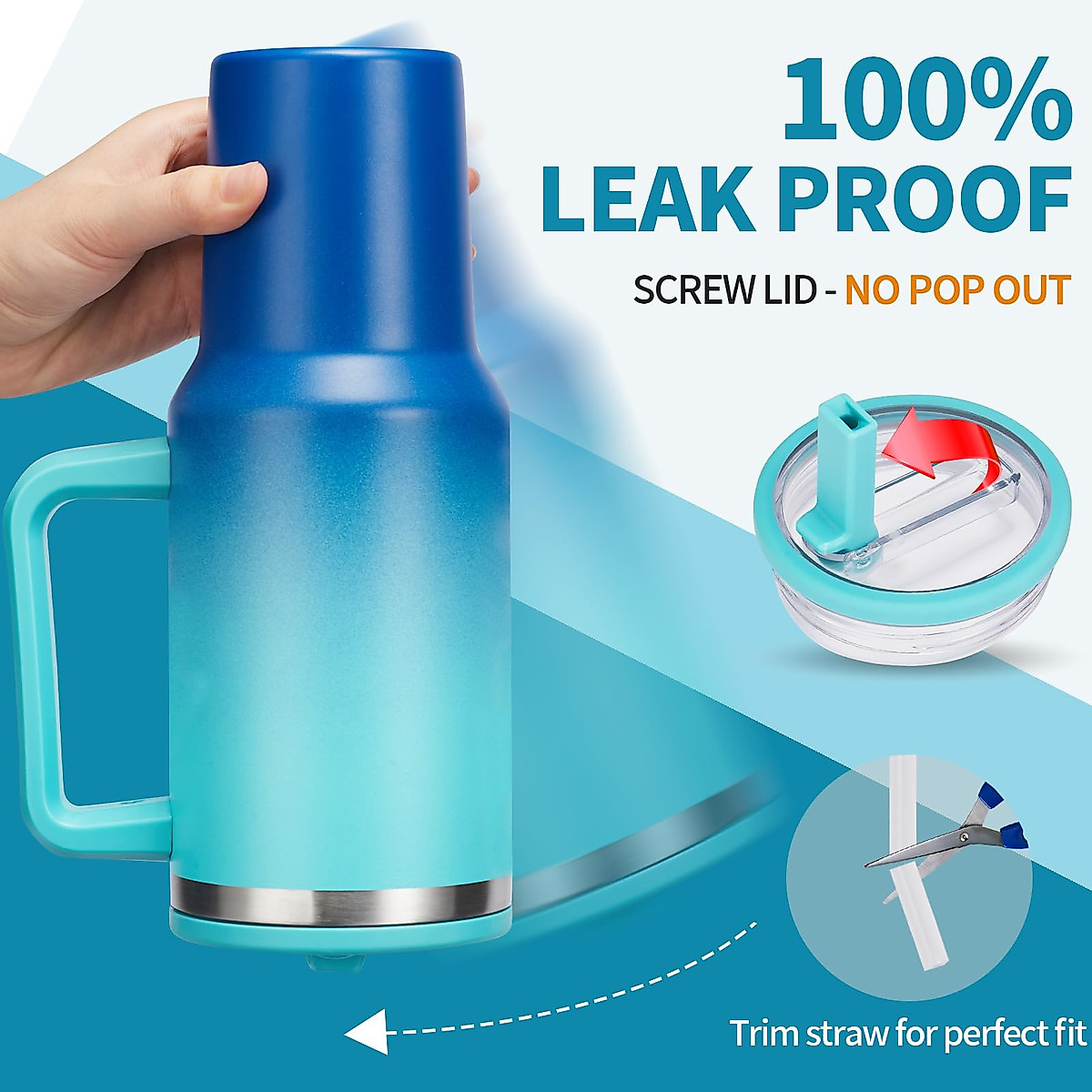 BENZZO Tumbler with Lid and Straw - 100% Leakproof Flip Straw Travel Mug 40 oz, Reusable Insulated Tumblers Stainless Steel for Hot and Cold, Gifts for Women & Men,Car Cup Holder Friendly