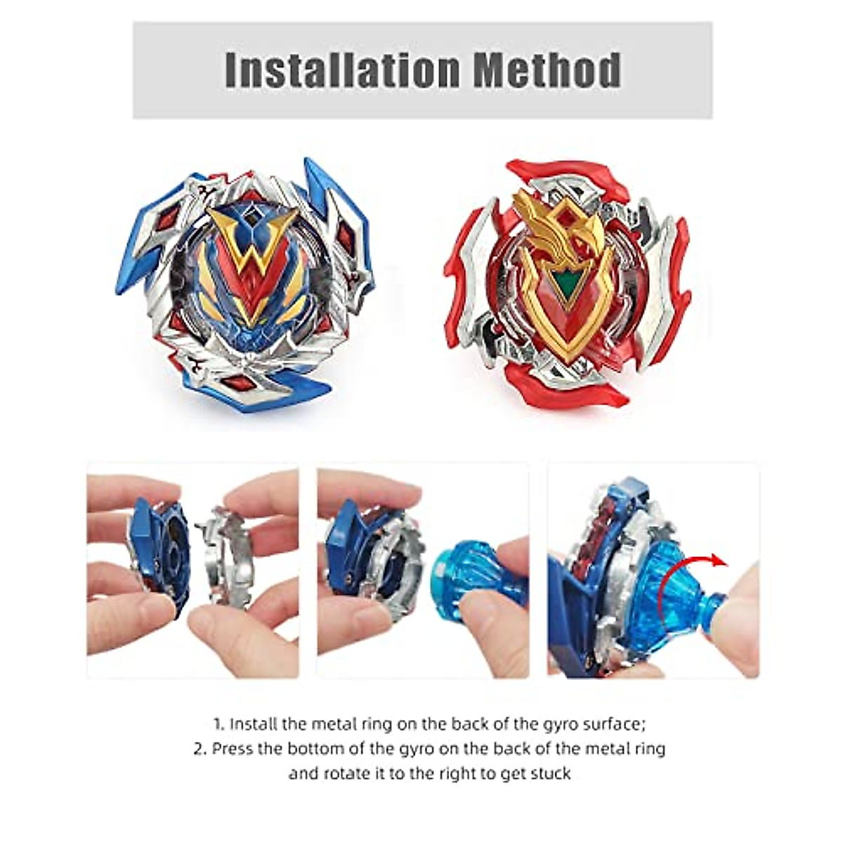 Gytobytle 2 Bey Spinning Top Launcher Battling Set, Blade Burst Surge Metal Fusion with Box for Boys Kids