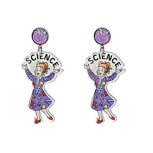 Cute Back to School Earrings for Teachers. Super Cute Ms. Frizzle Earrings for Teachers, Student, Principals, and Professors. Great Affordable Teacher Gifts for Teachers. Back to School Teacher Gifts.