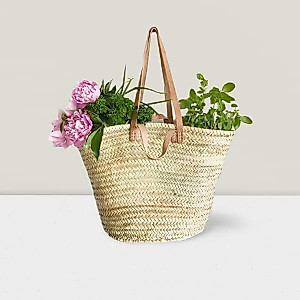 Storekech Straw Bag Handmade with Double Handle French Market Basket, Straw Basket, Grocery Market Bag, Moroccan Straw Bag, Bridesmaid Gift, Beach Straw Bag, Woven Bag, Summer Straw Bag, Beige