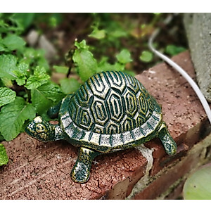 BSTWISH Cast Iron Turtle Key Hider - Spare Key Holder - Garden Decoration Turtle, Jewelry Trinkets Box for Key, Ear Studs, Ring, Paper Clip (Antique Green)