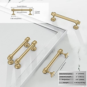 Chibery 20 Pack Pale Gold Cabinet Hardware Pulls, 4 inches (102 mm) Hole Centers, Alloy Zinc, Easy to Clean, Cabinet Handle for Kitchen Cabinets Cupboard Drawers Closet Dressers Bathroom