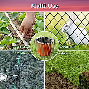 Gtongoko 6 Inch Galvanized Landscape Staples 100 Pack 11 Gauge Anti-Rust Ground Sod Pins Yard Stakes for Weed Barrier Fabric