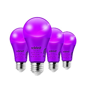 EDISHINE Christmas Purple LED Light Bulbs, 14W Purple Bulb Equivalent 100W Colored Light Bulb, E26 Base A19 Light Bulbs for Christmas Decoration, Holiday Lighting, Porch Patio, 4 Pack