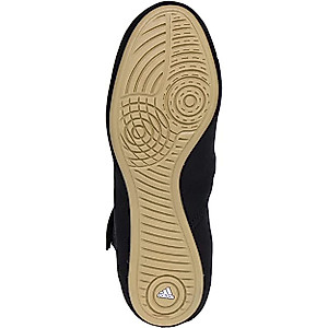 adidas Men's HVC Wrestling Shoe, Black/White/Iron Metallic, 10