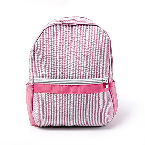 Toddler Backpack, Seersucker Small Kids Backpack, Classic Mini Preppy School Preschool Kindergarten Children Bag 12"H x 9.5"W for 2-5 Years (Pink)
