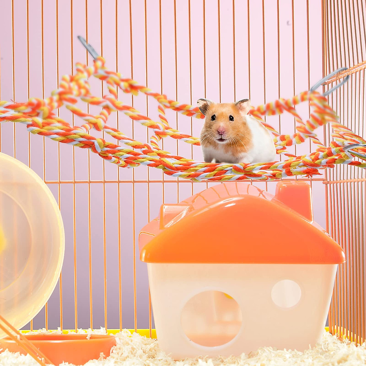 Junkin 3 Pcs Bird Rope Net Rat Climbing Rope Net Pet Hamster Chinchilla Ferret Activity for Small Animal Habitat Decor and Play