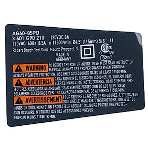 Bosch Parts 1601118L33 Nameplate