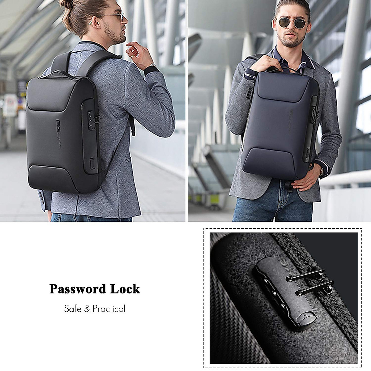 FANDARE Laptop Backpack Business Anti-Theft Daypacks Travel Large Backpack with USB Charging Port Waterproof College Computer Bag for Women & Men Fits 15.6 Inch Notebook Gray