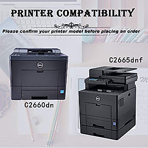 Amateck Compatible 4 Pack Toner Cartridge for Dell C2660dn C2665dnf Printers, Black Cyan Magenta Yellow, 593-BBBU 593-BBBT 593-BBBS 593-BBBR