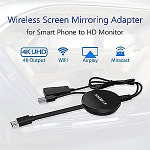 XTRONS 4K Wireless Display Adapter Airplay Miracast Dongle for TV, WiFi Display Dongle Wireless HDMI Dongle TV Receiver Screen Mirroring Adapter for iOS / Android / Monitor / Projector
