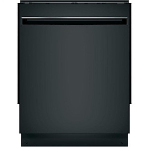 GE GDT225SGLBB 24" Dishwasher with Interior Stainless Steel ADA Compliant Top Control Energy Star Certified and Pocket Handle in Black