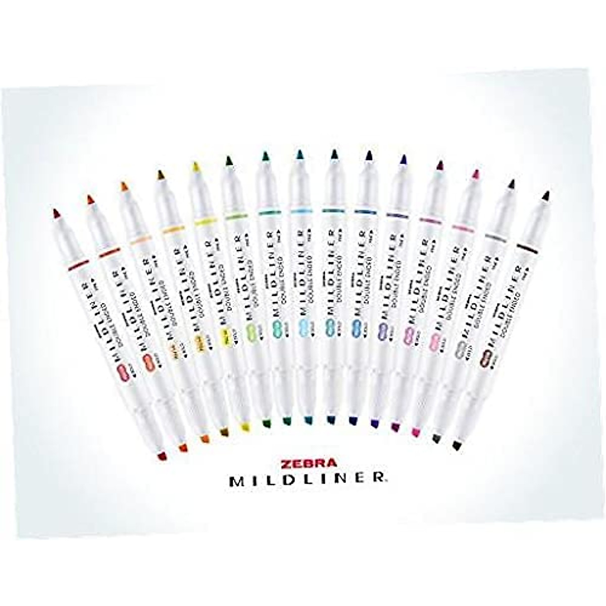 Zebra Pen Mildliner, Double Ended Highlighter, Broad and Fine Tips, Assorted Colors, 15 Pack
