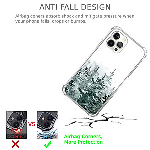 Winter Pine Trees Case Compatible with iPhone 14 Pro Max, Snowing Forest Art Aesthetic Case for iPhone 14 Pro Max, Cool TPU Bumper Phone Case Cover