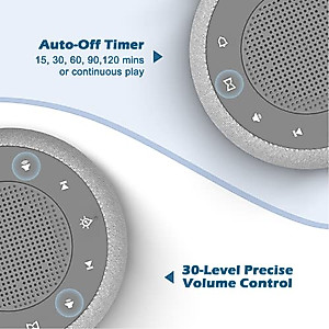 Buffbee Sound Machine & Alarm Clock 2-in-1, 18 Soothing Sound, 7 Night Light, Sleep Timer, Precise 30-Level Volume Control White Noise Machine