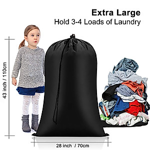 Heavy Duty Laundry Bags Extra Large Dirty Clothes Travel Bag 28 x 43 inch 2 Pack UFmeDorm XL Washable Storage Organizer College Dorm Camp Tear Resistant Big Hamper Basket Replacement Liner Black