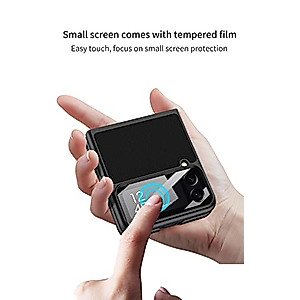 SHIEID Samsung Z Flip 4 Case with Ring, Galaxy Z Flip 4 Case with Screen Protector Electroplating Border Design Protective Cover for Samsung Galaxy Z Flip 4 5G, Mist Gold