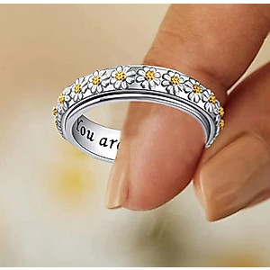 Daisy Rotating Ring Double Color Women Fashion Trend Flower Full Diamond Zircon Ring Ladies Jewelry Diamond Rings for Women