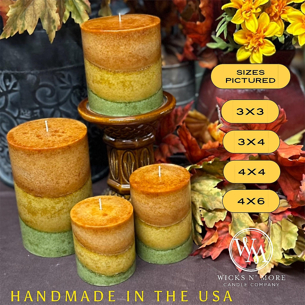 Wicks N More Autumn Leaves Scented Candle (3x6 Pillar)