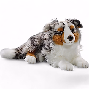 Carl Dick Australian Shepherd Dog Lying 17 inches, 45cm, Plush Toy, Soft Toy, Stuffed Animal 3434