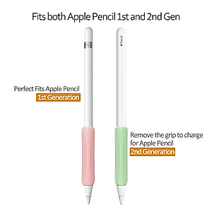 KELIFANG Silicone Ergonomic Grip Holder 3 Pack Compatible with Apple Pencil 1st, 2nd Generation & Pencil (USB-C), Apple Pencil Pro 2024, Protective Sleeve Cover Case Accessories(Pink, White, Green)