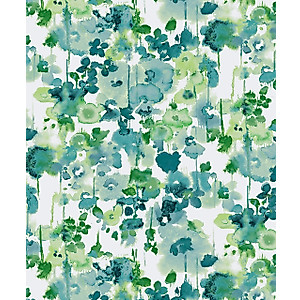 Stitch & Sparkle 100% Cotton Duck 45" Width, Sewing Fabric by The Yard, Watercolor Flower Teal Quilt Crafts Cut D087G0002