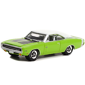 Toy Cars 1970 Charger HEMI R/T Sublime Green w/White Roof & White Tail Stripe (Lot #777) Barrett-Jackson Series 10 1/64 Diecast Model Car by Greenlight 37260 E