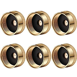 6 Pieces Solid Brass Refill Cap 1 LB Propane Bottle Cap Gas Tank Cylinder Sealed Cap Protect Cap