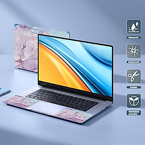 Laptop Skin Sticker Decal,13.3" 14" 15" 15.4" 15.6 inch Laptop Universal Vinyl Skin Sticker Cover,Dustproof Waterproof Reusable Art Decal Protector with Free 2 Wrist Pads (Marble 6)