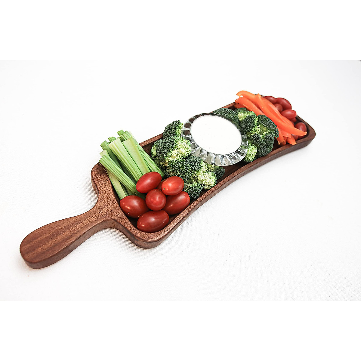 Wooden Cheese Board & Charcuterie Set with Handles - Set of 2 Wooden Tongs, 2 Cheese Knives - Can be Used as Meat Tray, Cheese Tray, Serving Board or Long Serving Platter.