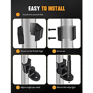 UTV Whip Mount for Polaris Ranger, 360°Adjustable Heavy-Duty UTV Whip Mounting Bracket for Polaris Ranger General Can am Defender Commander 2021+ Maverick Trail/Sport Work for Pro-fit Cage（1 Pcs）