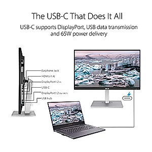 ASUS ProArt Display 27" Monitor - WQHD (2560 x 1440), IPS, 100% sRGB, 100% Rec. 709, ΔE < 2, Calman Verified, USB Hub, USB-C, Daisy-chaining, HDMI, Compatible With Laptop & Mac Monitor - PA278CV