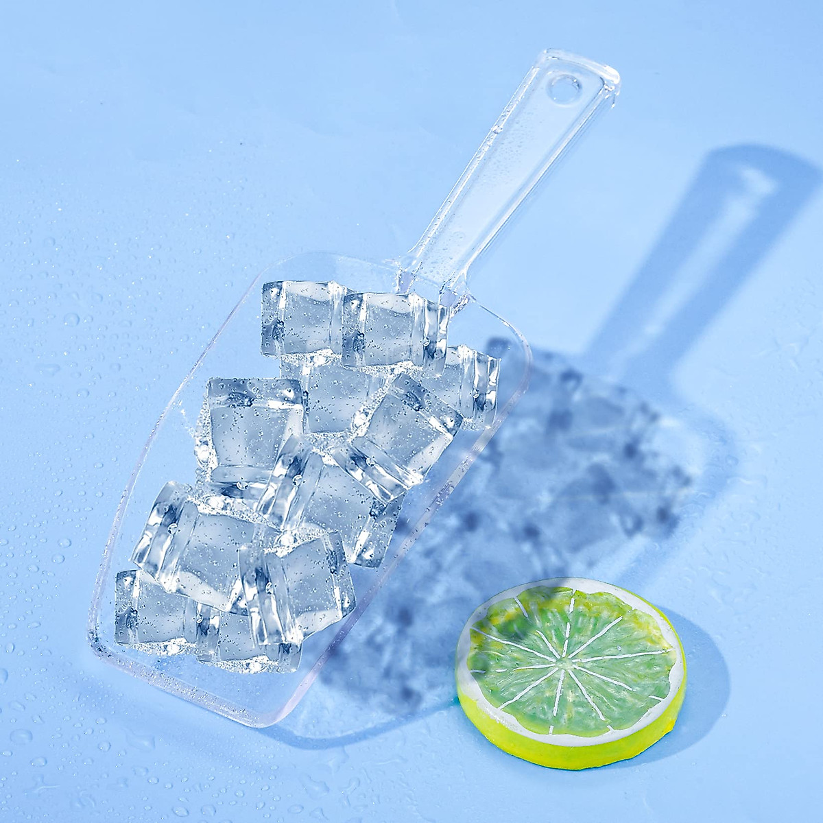 Ice Scoop Candy Buffet Containers Scoopers, Hmxpls Clear Plastic Scoop for Popcorn Cookie Candy Buckets, Podpocket Acrylic Large Scoop for Parties Wedding Bar Jars Freezer Dry Goods （6 Pack 7.5 In ）