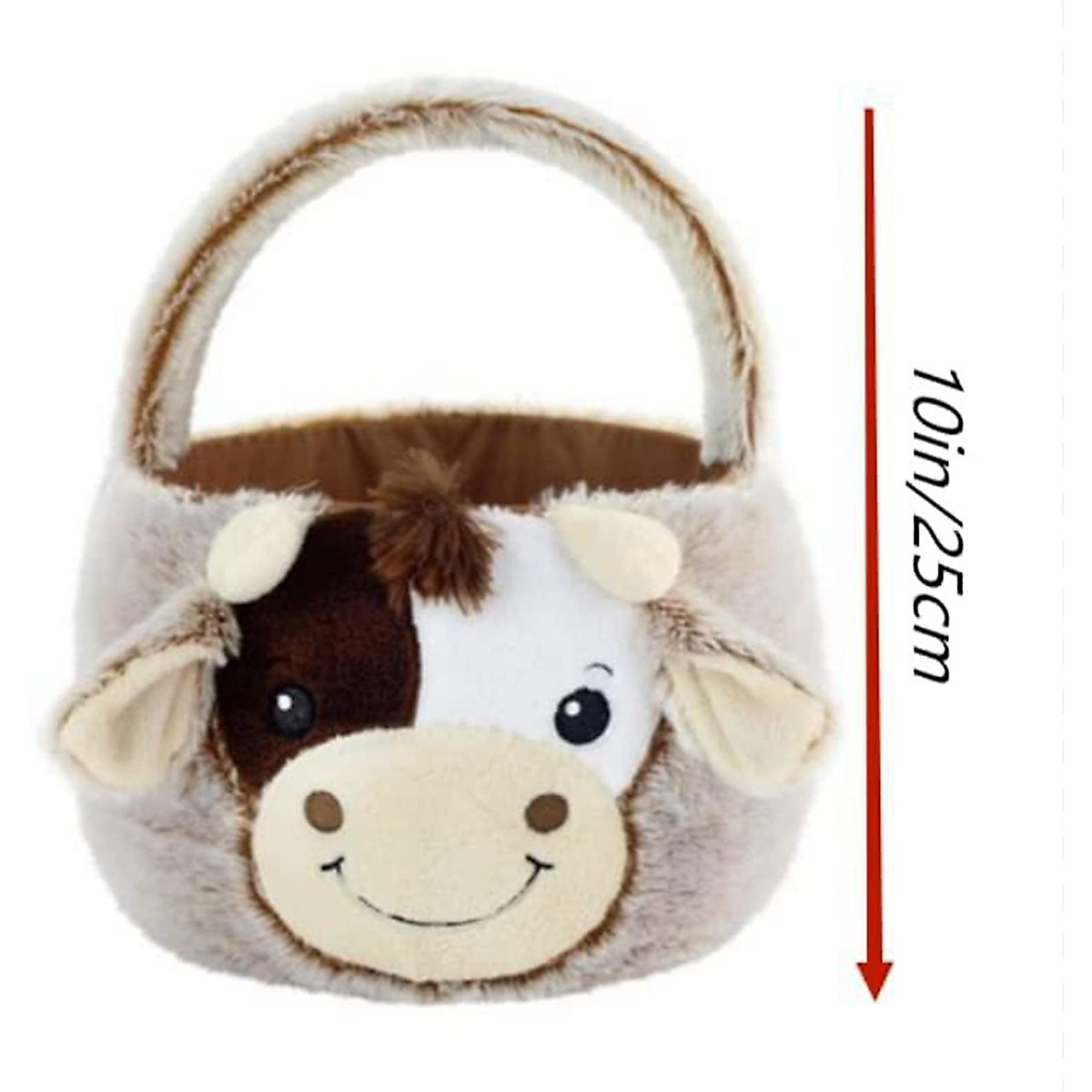 2PCS Plush Cow Easter Basket for Kids with Floppy Ears - Height 10'' - Personalized Easter Baskets for Boys & Girls, 2022 New Easter Tote Bags for Party Decorations Candy Gifts (Cow, 25cm*1)