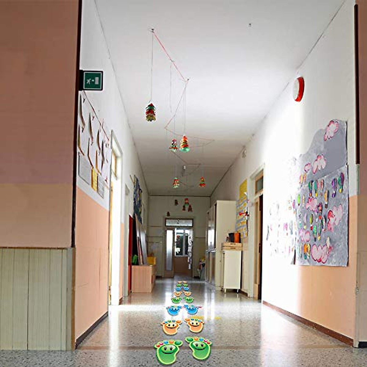 30 Pairs Kids Footprint Stickers for Classroom Floor Lineup Spots Adhesive Vinyl Animal Stickers Social Distancing Floor Decals for Kids Nursery Floor Stairs Decor, 3 Colors