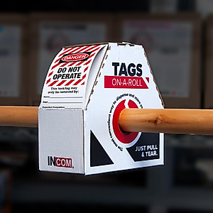 INCOM Manufacturing Lockout Tags On A Roll, Danger Do Not Operate, Heavy-Duty Polytag Stock, Waterproof And Tear-Resistant, Red/Black on White, 6.25 Inch X 3 Inch X 10 Mil Thickness, 100 pack, RT1000C