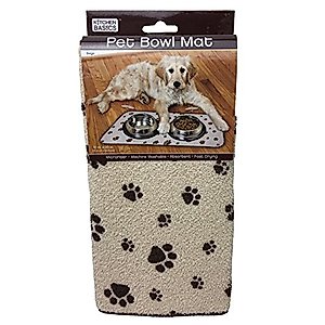Kitchen Basics Microfiber Pet Bowl Feeding Mat, Anti-Skid and Absorbent, 10 Inch x 20 Inch