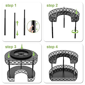 JBBTOOL 2 Tier Lazy Susan Organizer, Metal Turntable Spice Rack, 12-inch Adjustable Rotating Lazy Susan for Cabinet Pantry Kitchen Countertop Dining Table Cupboard Vanity Storage Bathroom