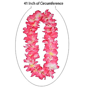 Thicken 41 Inch Pink Hawaiian Leis for Graduation Party, Dance Party, Photo Prop in Outdoors (12 Pcs)