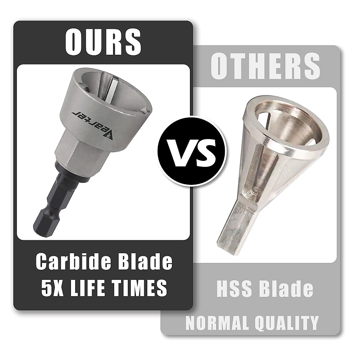 Vearter External Chamfer Drill Bit Deburring Tool with 3 Flute Carbide Blades for Metal Steel, Removal Burr Tools Quick Release Shank Fits 1/8" (3mm) to 3/4" (19mm)