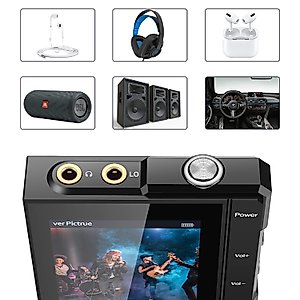 DSD256 HiFi MP3 Player with Bluetooth, Hardware Decode Native DSD64/128/256, Lossless High Resolution Digital Audio Music Player, with 64GB Memory Card Support Up to 512GB