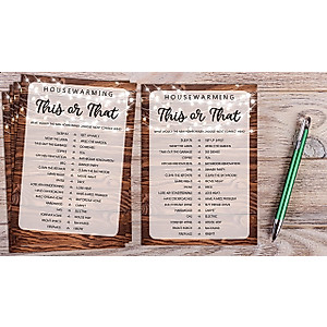 Housewarming Party Games, This or That, Rustic New Home, New House, New Homeowner Party Games Cards, 30 Sheets Each Pack