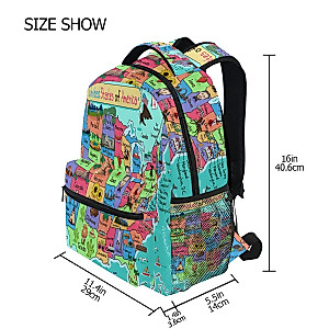United States Map Backpack for Boys Girls School Backpacks Animal World Kids Bookbag 3rd 4th 5th Grade Laptop Daypacks 16x11.4x6.9in