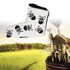 Seacloud Golf Head Cover Blade Putter Cover Skull Pattern Wtih V- Headcover White