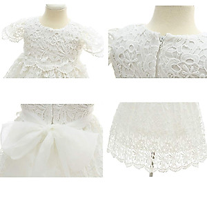 Silver Mermaid Baby Girls Baptism Dress Lace Christening Gown for Infant and Toddler(24M,Ivory White)