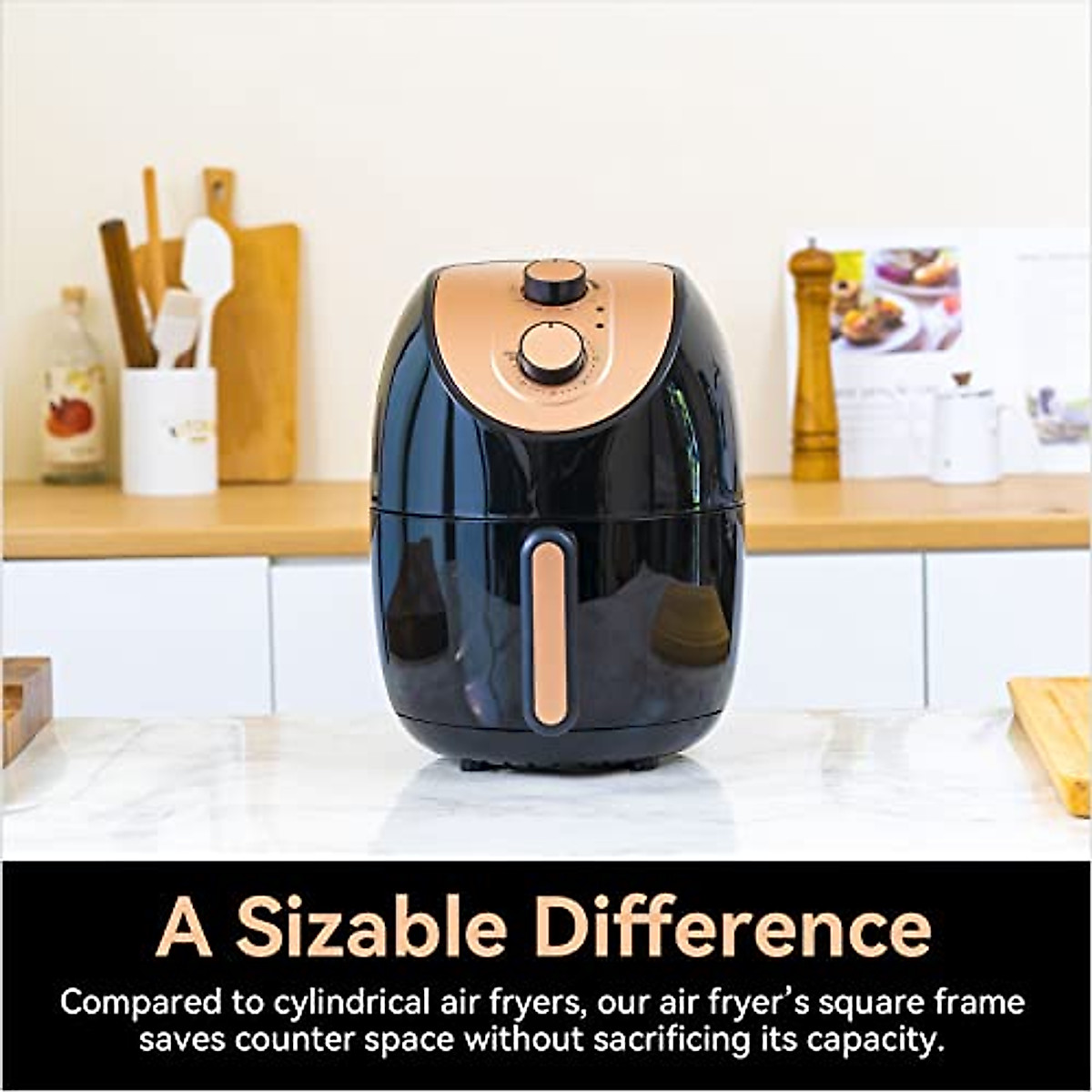 4-QT Electric Air Fryer - Double Knob Operation Oilless Air Fryers, Reduce Grease Cooks Air Fryer, Easy to Clean Air Fryer, Can Make French Fries, Fried Chicken Wings, Grilled Fish, Fried Steak